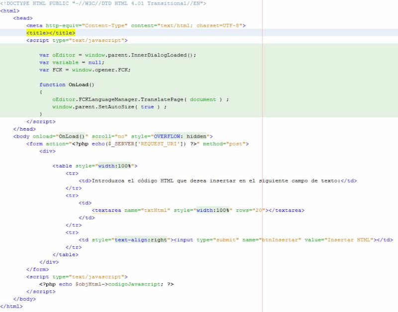 N-Idea. Nuevas Ideas: Plugin "Insertar HTML" para FCKEditor